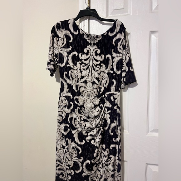 connected apparel | Dresses | Eggplant And Tan Scroll Faux Wrap Dress ...